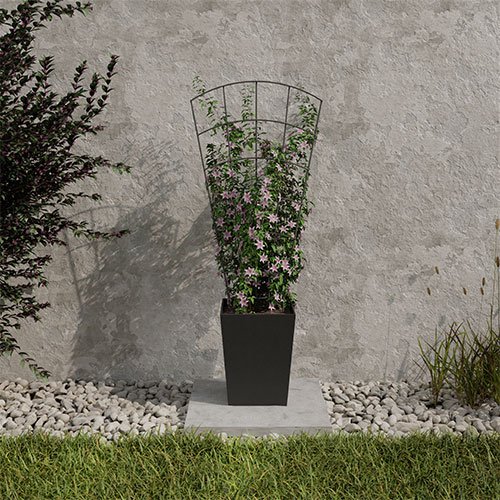 37 in. Pewter Steel Pot Trellis | Gardenwares - Peak Products (USA)