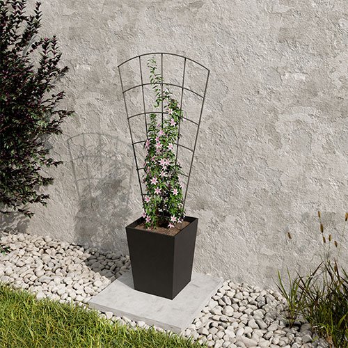 37 in. Pewter Steel Pot Trellis | Gardenwares - Peak Products (USA)